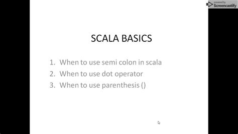 scala basics semicolon in scala dot operator in scala youtube