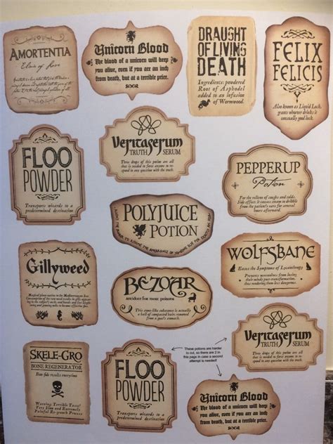 Printable Potion Labels Printable Calendars AT A GLANCE