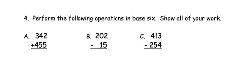 solved 4 perform the following operations in base six show