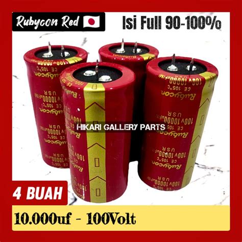 Jual 4 PCS ELCO RUBYCON 10000uf 100Volt Red Japan ORI Kapasitor