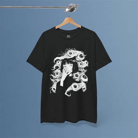BLACK Creepy Eyeball T Shirt Weirdcore Tee Japanese Horror T Shirt