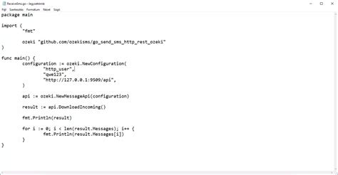 Go Receive Sms With The Rest Api Code Sample