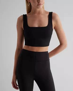 Express Body Contour High Compression Square Neck Cropped Tank With