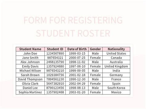 Form For Registering Student Roster Excel Template And Google Sheets