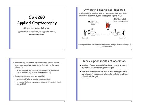 symmetric encryption encryption modes and security notions cs 6260 docsity