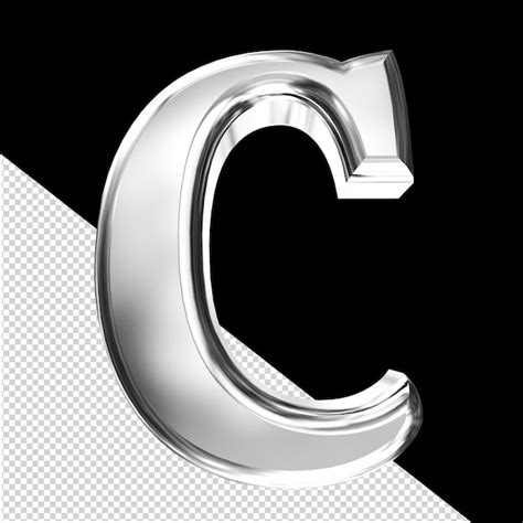Símbolo 3d plateado con la letra c biselada Archivo PSD Premium