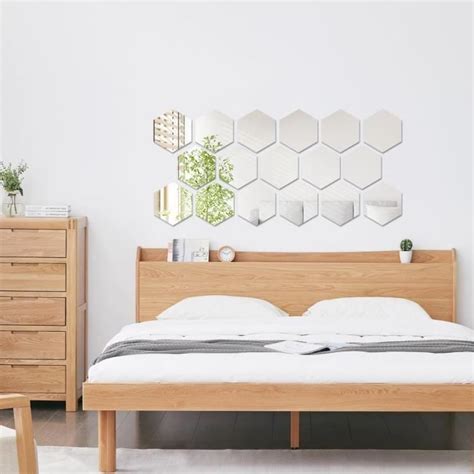 Hocadrv 24 Pièces Autocollant Mural De Miroir Hexagone En Acrylique