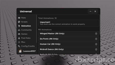 universal script hub fe emotes animations accessories scripts