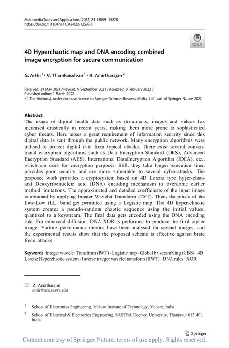 4d hyperchaotic map and dna encoding combined image encryption for secure communication