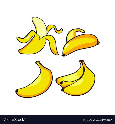 Banana Flat Design Fruit Icon Icon Set Royalty Free Vector