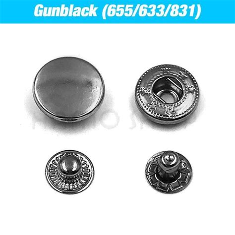BOUTON ZIP Gunblack A 15mm Attaches à pression en métal 30