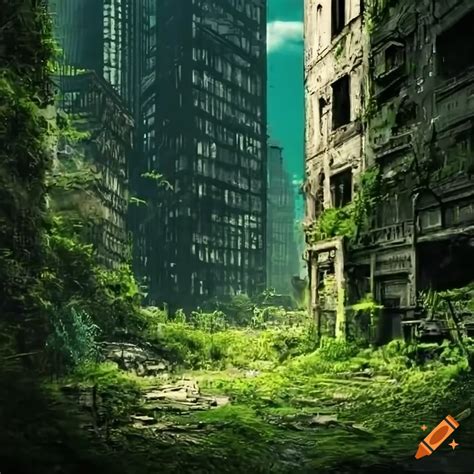 Post Apocalyptic City Overgrown By Vegetation On Craiyon