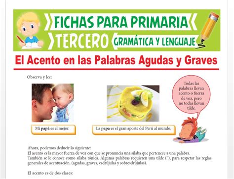 El Acento En Las Palabras Agudas Y Graves Para Tercer Grado De Primaria