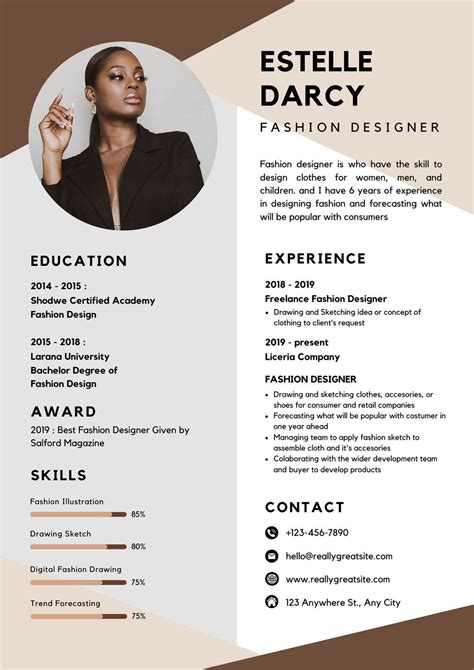 Brown White Corporate Fashion Designer Resume