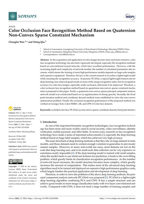 pdf color occlusion face recognition method based on quaternion non convex sparse constraint
