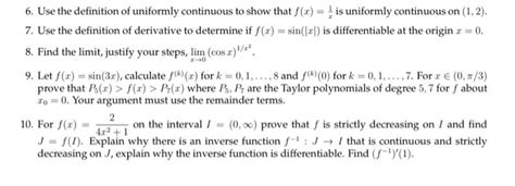 solved 6 use the definition of uniformly continuous to show