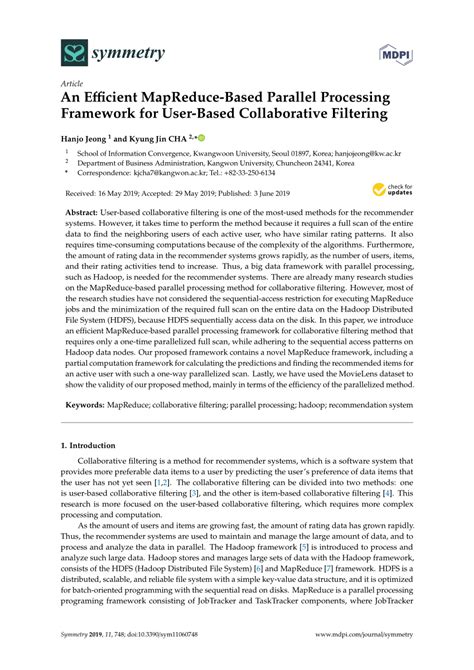 pdf an efficient mapreduce based parallel processing framework for user based collaborative