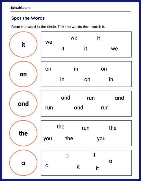 Free Printable Sight Word Worksheets