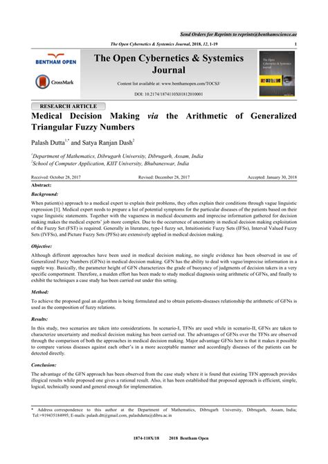 pdf medical decision making the arithmetic of generalized triangular fuzzy numbers