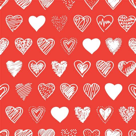Seamless Pattern With Valentine Hearts Sketch Drawing For Your Design
