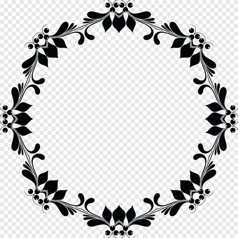 Round Black Petaled Flower Margin Illustration Flower Frames Black And