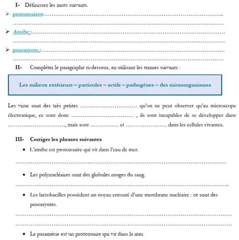 1ère année secondaire Sciences SVT devoir de controle n1 Svt correction