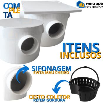 Caixa De Gordura Cesto Sifonada Compacta P Pia Cozinha MEU APE STORE