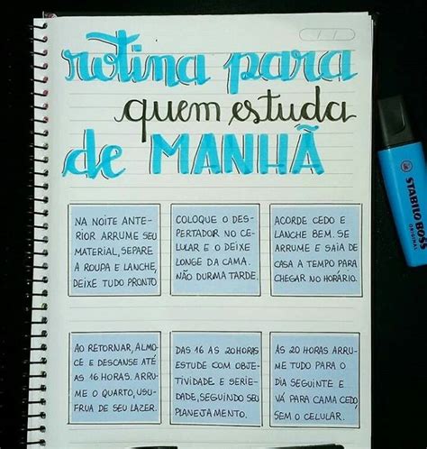 Rotina para quem estuda de manhã Study planner Lettering tutorial
