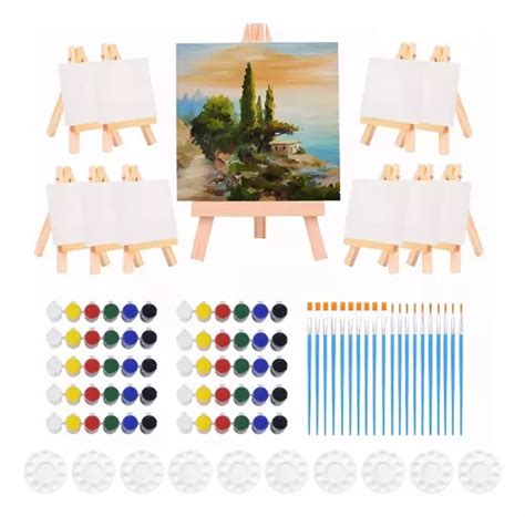Kit Mini Caballete Madera Con Lienzo Para Pintura Pzs Meses Sin Inter S
