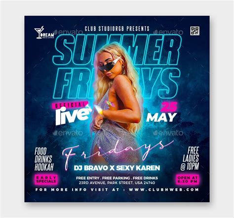 Square Summer Party Flyer Design PSD Ksioks