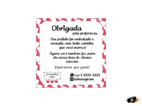 Cartao De Agradecimento Obrigada Pela Preferencia Produtos Elo7