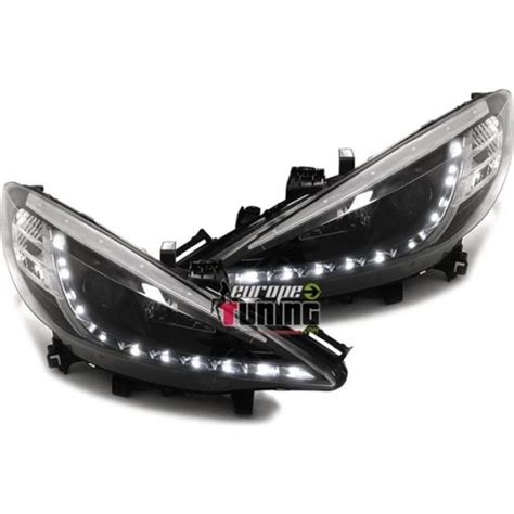 PHARES FEUX AVANTS NOIRS DEVIL EYES LED PEUGEOT 207 PHASES 1 Et 2