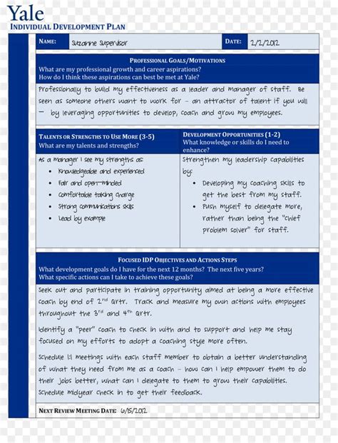 Personal Development Plan Sample Employee Development Plan