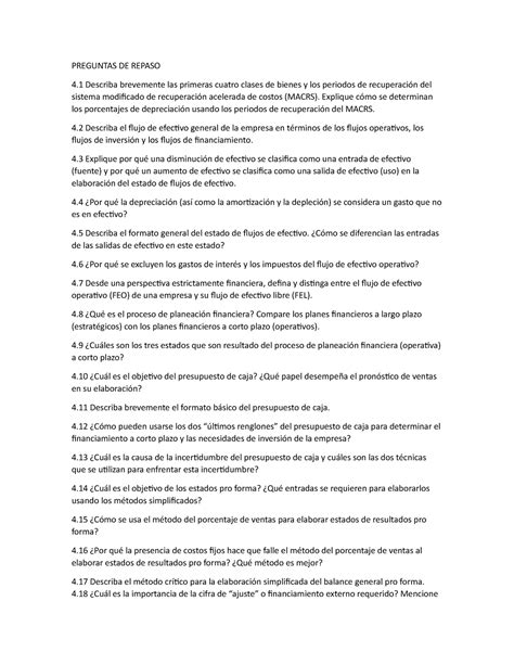 Preguntas DE Repaso Ensayo PREGUNTAS DE REPASO 4 Describa