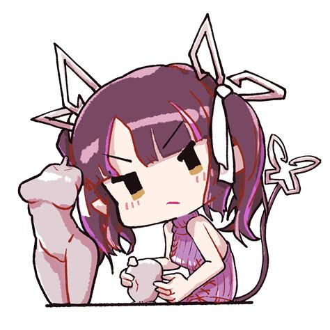 Safebooru 1girl 774 Inc Bangs Black Hair Blunt Bangs Blush Bow Breasts Chibi Clay Closed