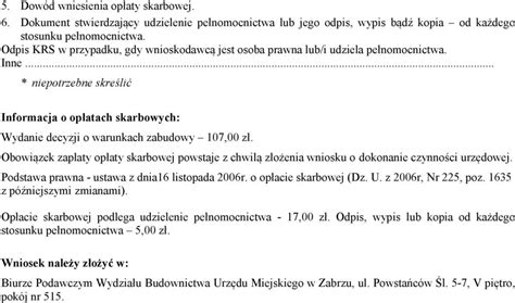 Wniosek WB 05 Wydanie Decyzji O Warunkach Zabudowy Nr Wydania 1 Data