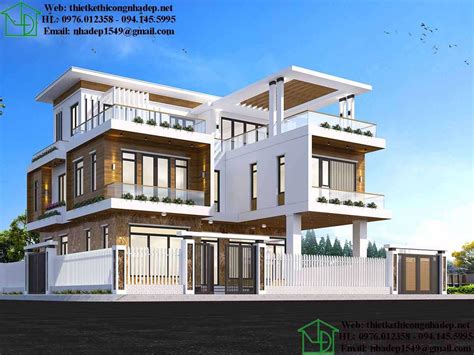 Mẫu Nhà Biệt Thự 3 Tầng 2 Mặt Tiền Bề Thế Tại Thái Bình NDBT3T20