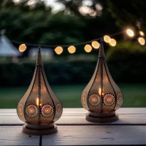 2er Set Orientalische Laterne Windlicht Garten Deko Ezana Schwarz