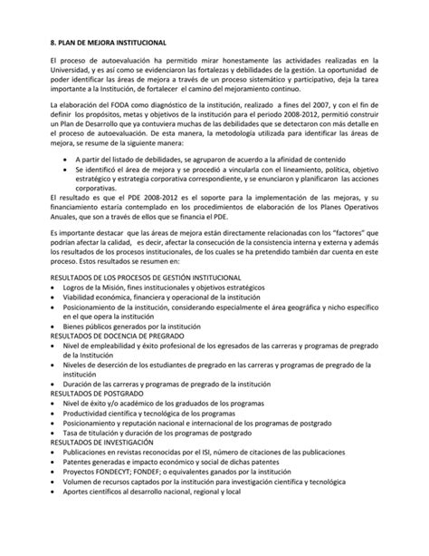 Plan De Mejora Institucional