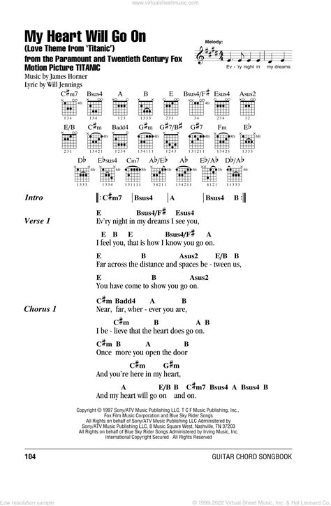 My Heart Will Go On Love Theme From Titanic Sheet Music For Guitar