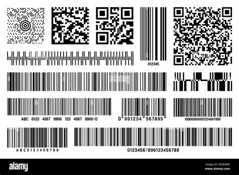 Set Of Product Barcodes And Qr Codes Identification Tracking Code