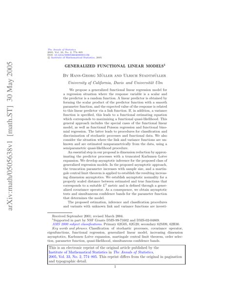 pdf generalized functional linear models
