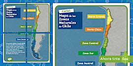 Póster mapa de relieve de Chile y sus macroformas Twinkl