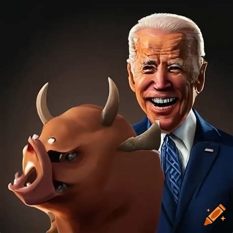 Satirical Image Of A Combination Of Joe Biden And A Hog Rider On Craiyon