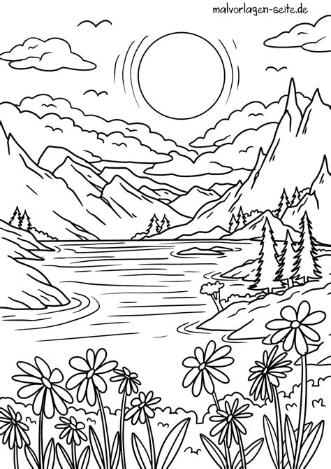 Malvorlage Landschaft Ausmalbild Kostenlos Herunterladen