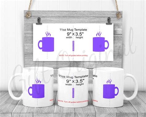 11oz Mug Template PNG Full Wrap Design For Sublimation Etsy