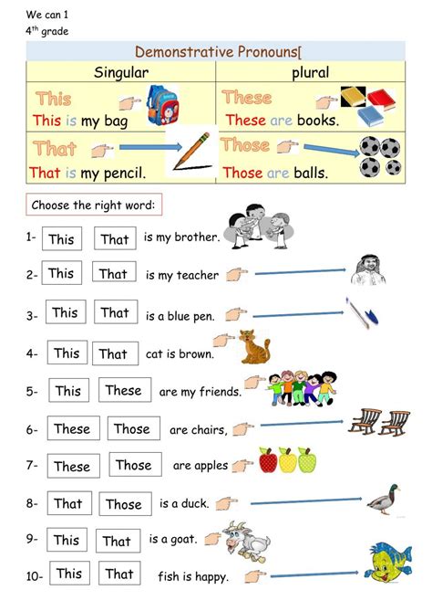 Ficha de This That These Those Aprender la gramática inglés