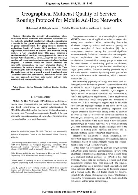 pdf geographical multicast quality of service routing protocol for mobile ad hoc networks