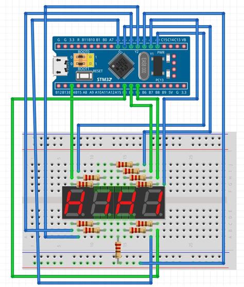 stm32 blue pill with 4 digit 7 segment display using stm32cubeide