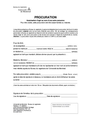 Modèle Mandat écrit Sous Forme De Procuration Remplir en ligne
